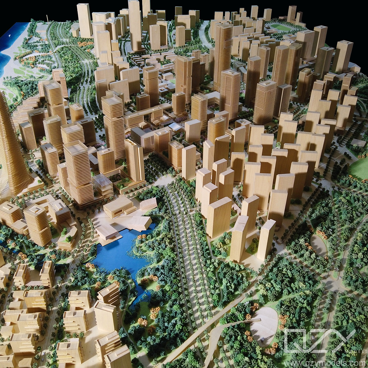 Mini Basswood Architectural Physical Model Aecom 1:500 Customized