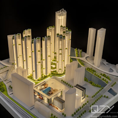 Residential Commercial Miniature Building Models 3D Skyscraper Aedas 1:600