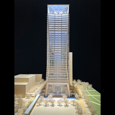 Wooden Miniature Skyscraper Model Qianhai Office Building Project