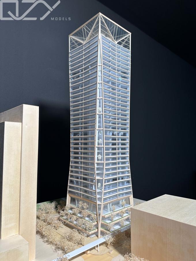 Wooden Miniature Skyscraper Model Qianhai Office Building Project