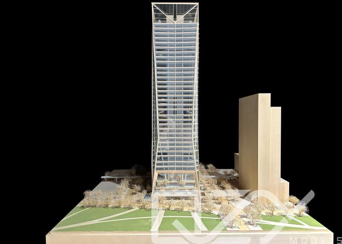 Wooden Miniature Skyscraper Model Qianhai Office Building Project