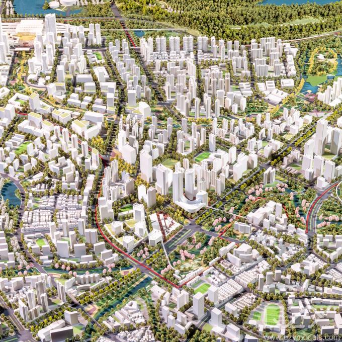 White Architectural Maquette Pingshan Urban Planning Model GZPI 1/3000